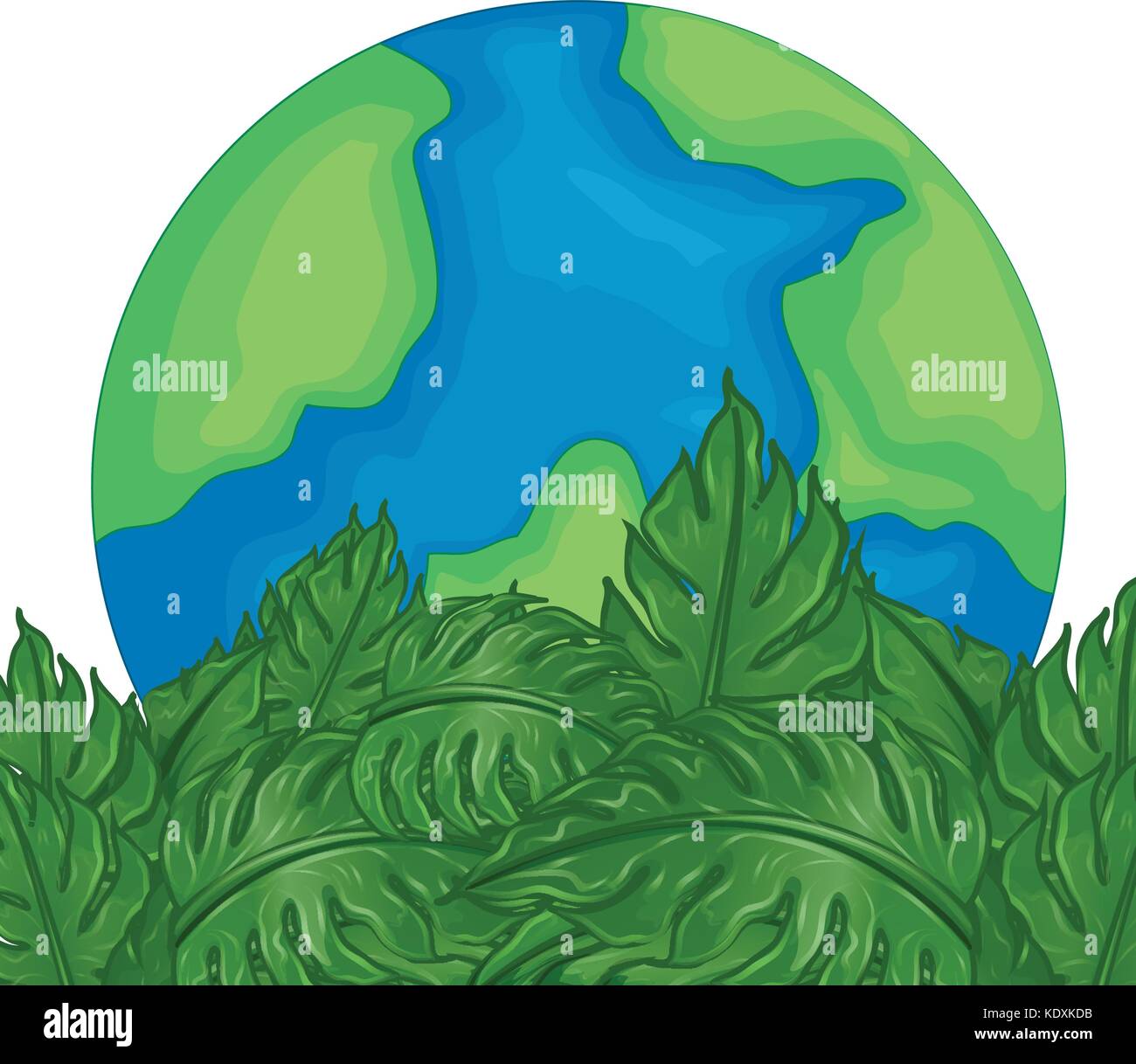 Environmental theme with earth and green leaves illustration Stock ...
