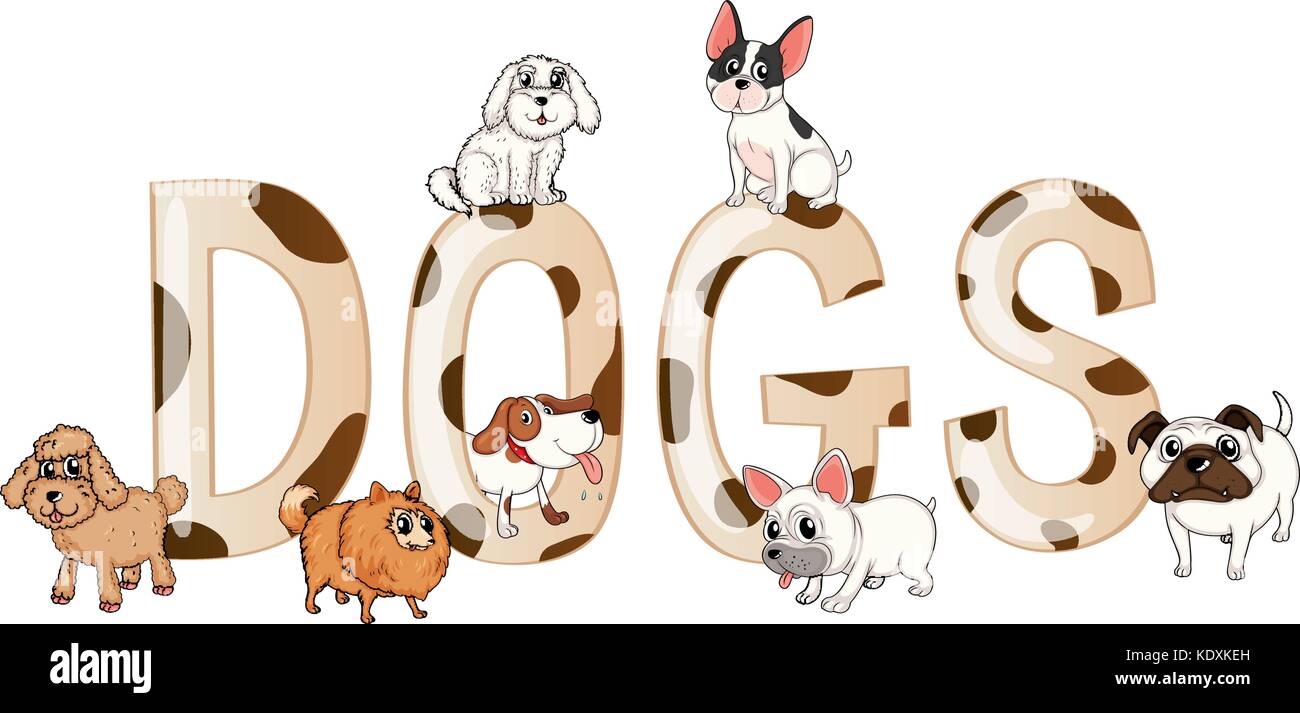 Word design with cute dogs illustration Stock Vector Image & Art - Alamy
