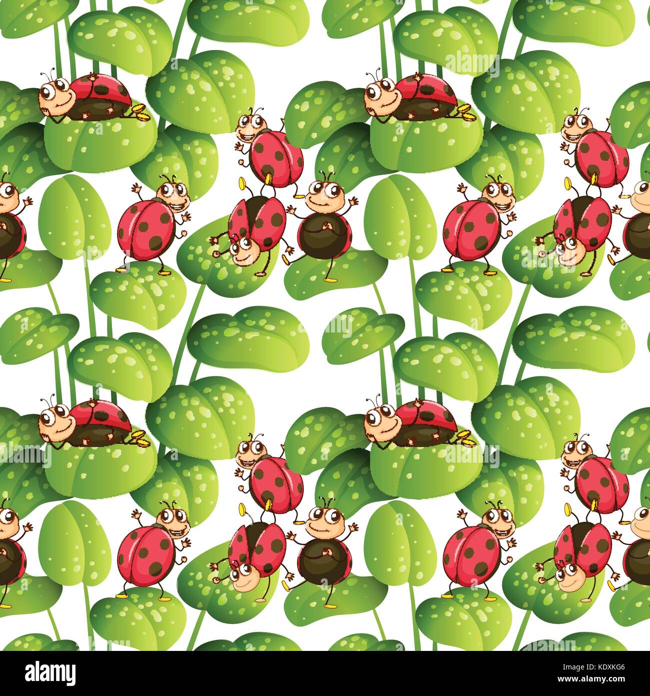 Seamless background with ladybugs and leaves illustration Stock Vector ...