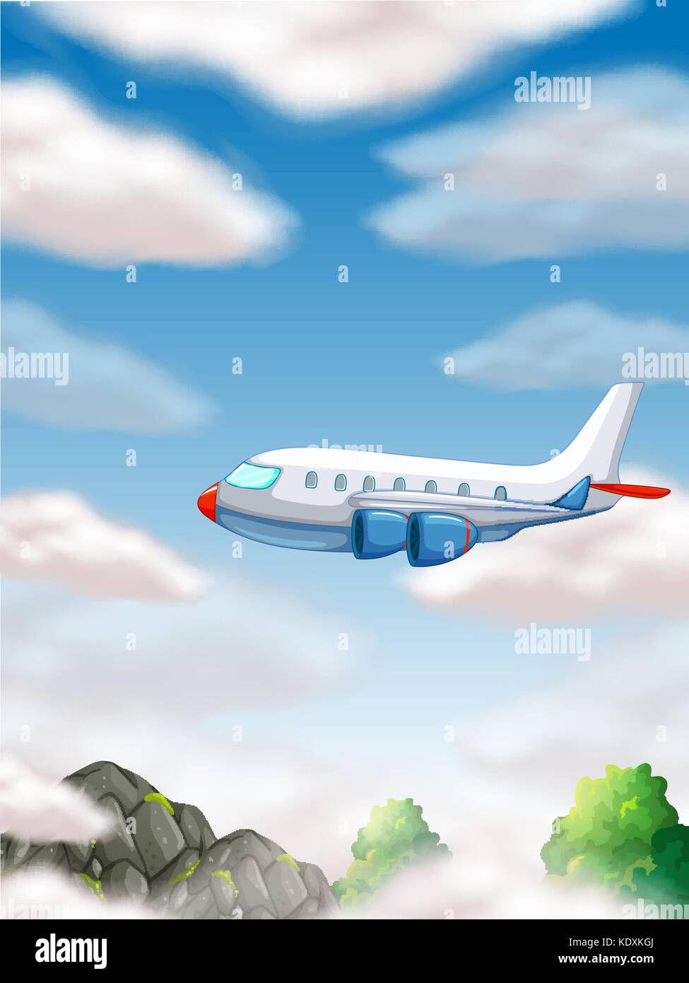 Airplane flying in the sky illustration Stock Vector Image & Art - Alamy