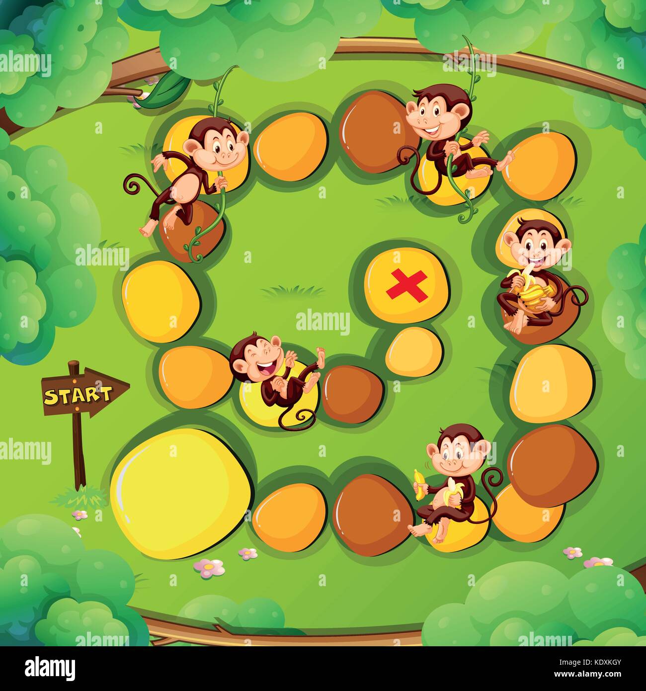 Game template with monkeys in the forest illustration Stock Vector ...