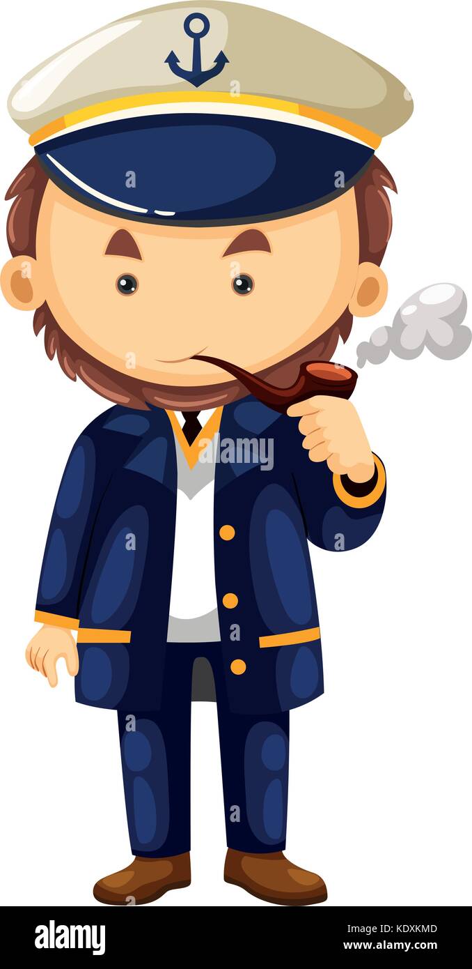 Sea captain with smoking pipe illustration Stock Vector Image & Art - Alamy