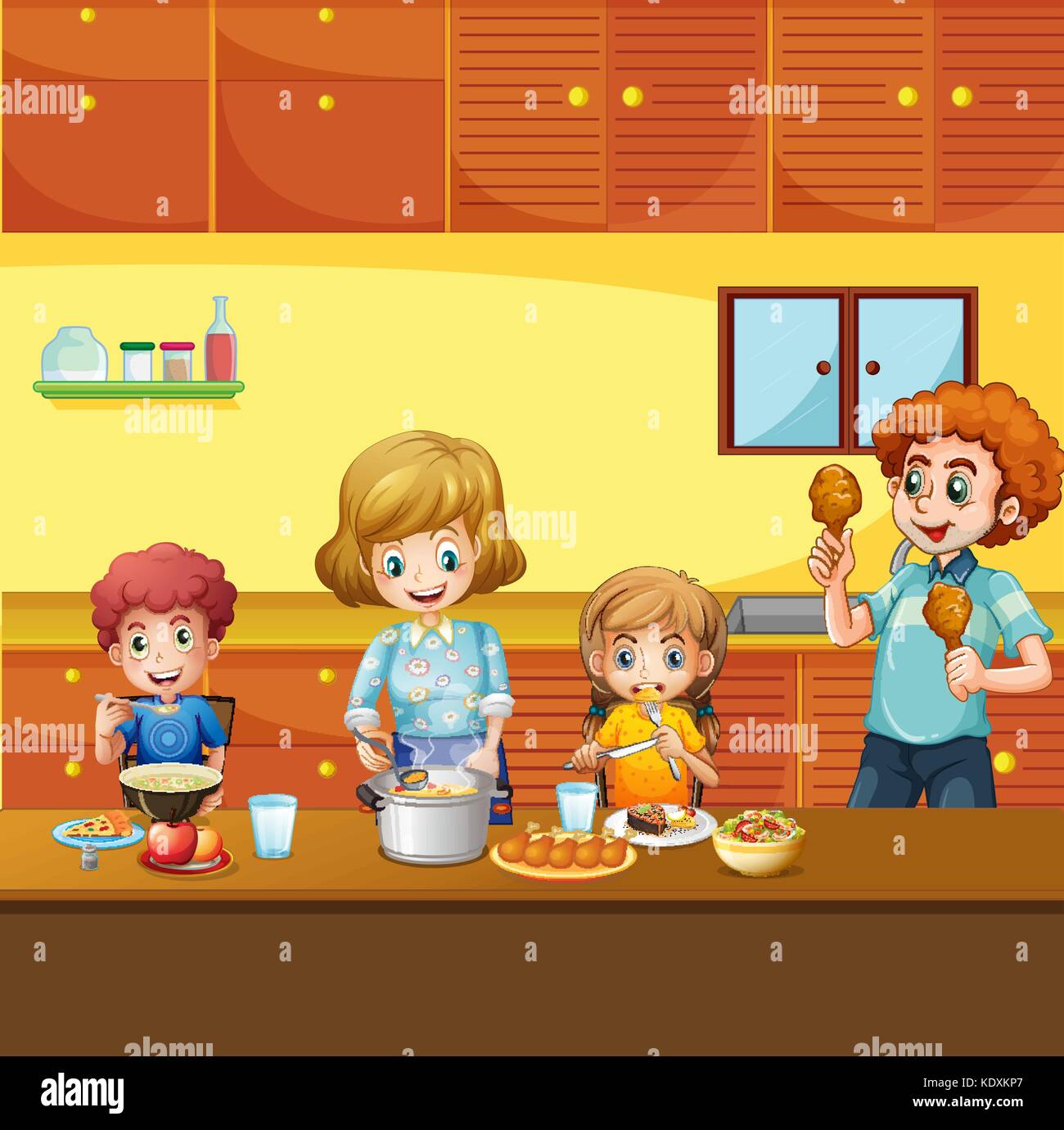 Kid having meal Stock Vector Images - Alamy