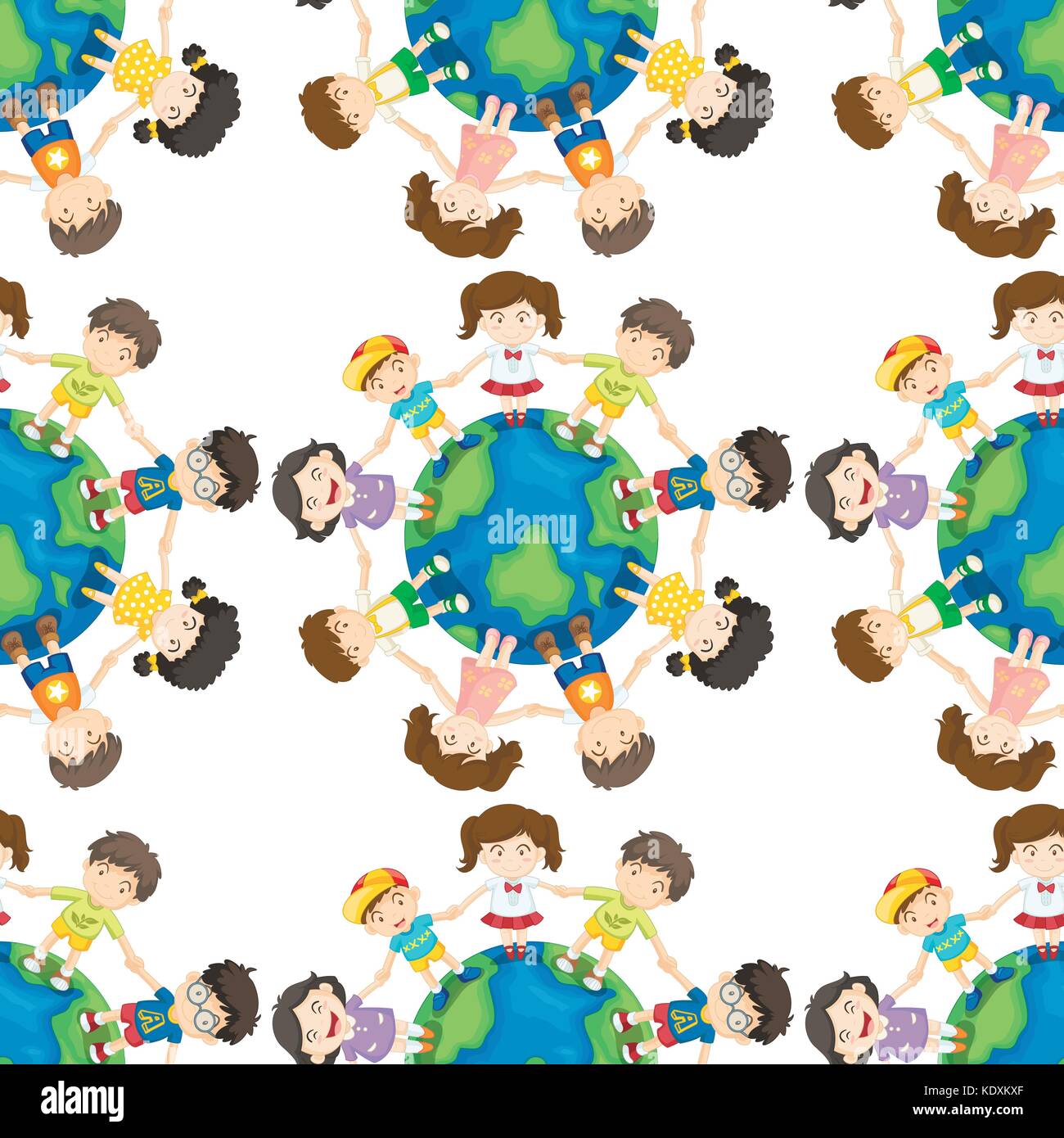Seamless background design with kids around the world illustration ...