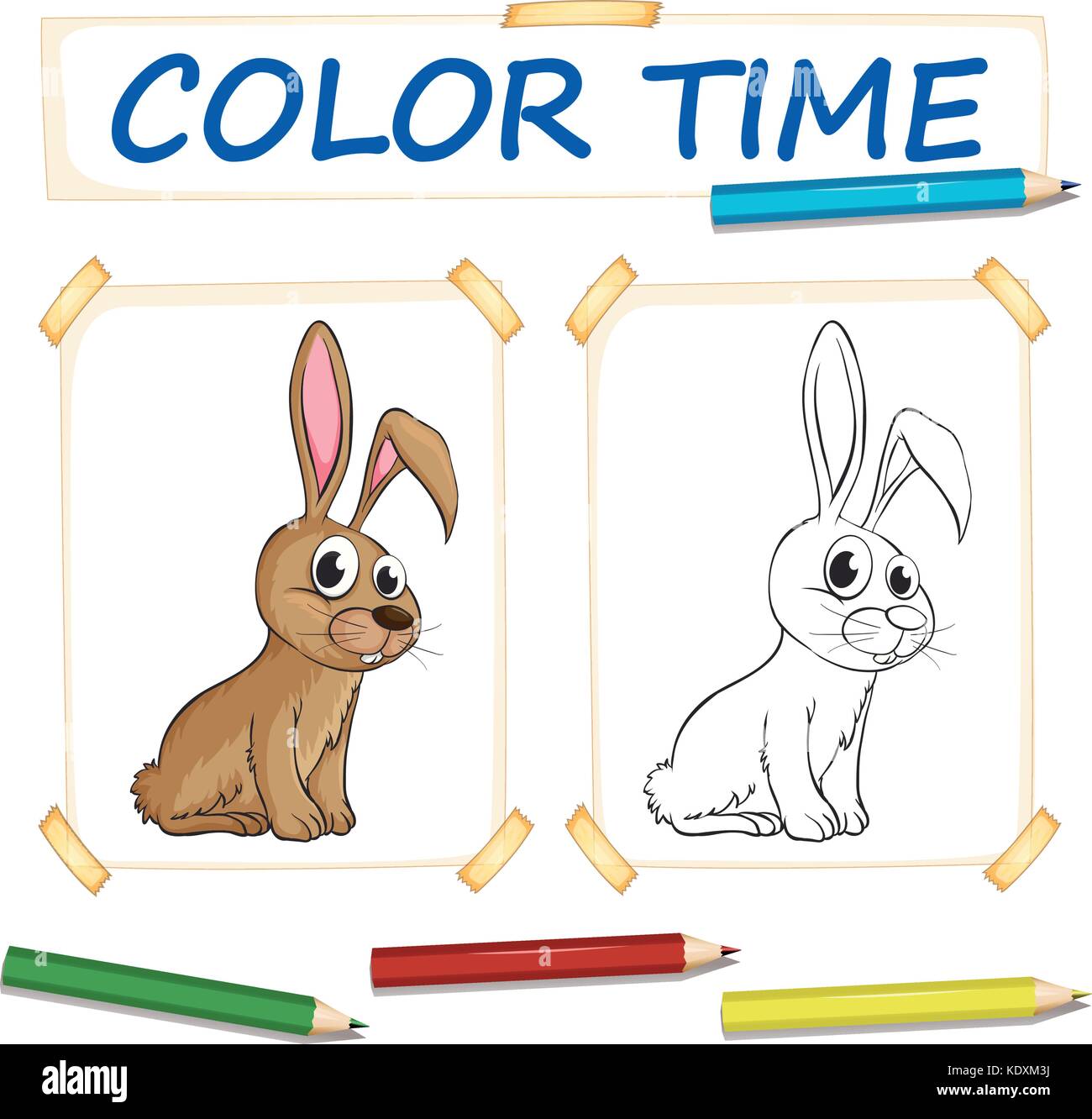 Coloring template with bunny illustration Stock Vector Image & Art - Alamy