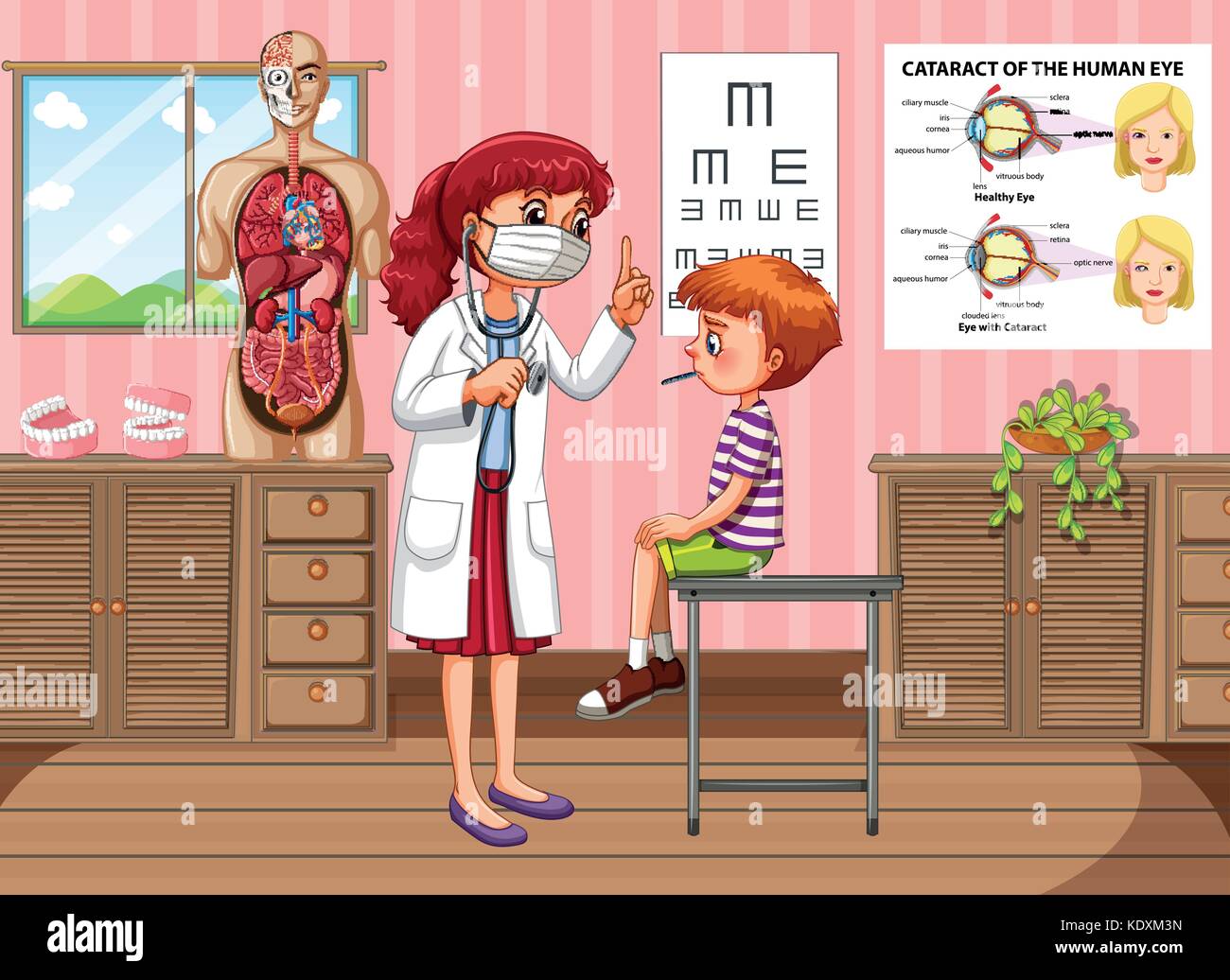 Doctor checking up boy health in clinic illustration Stock Vector Image ...