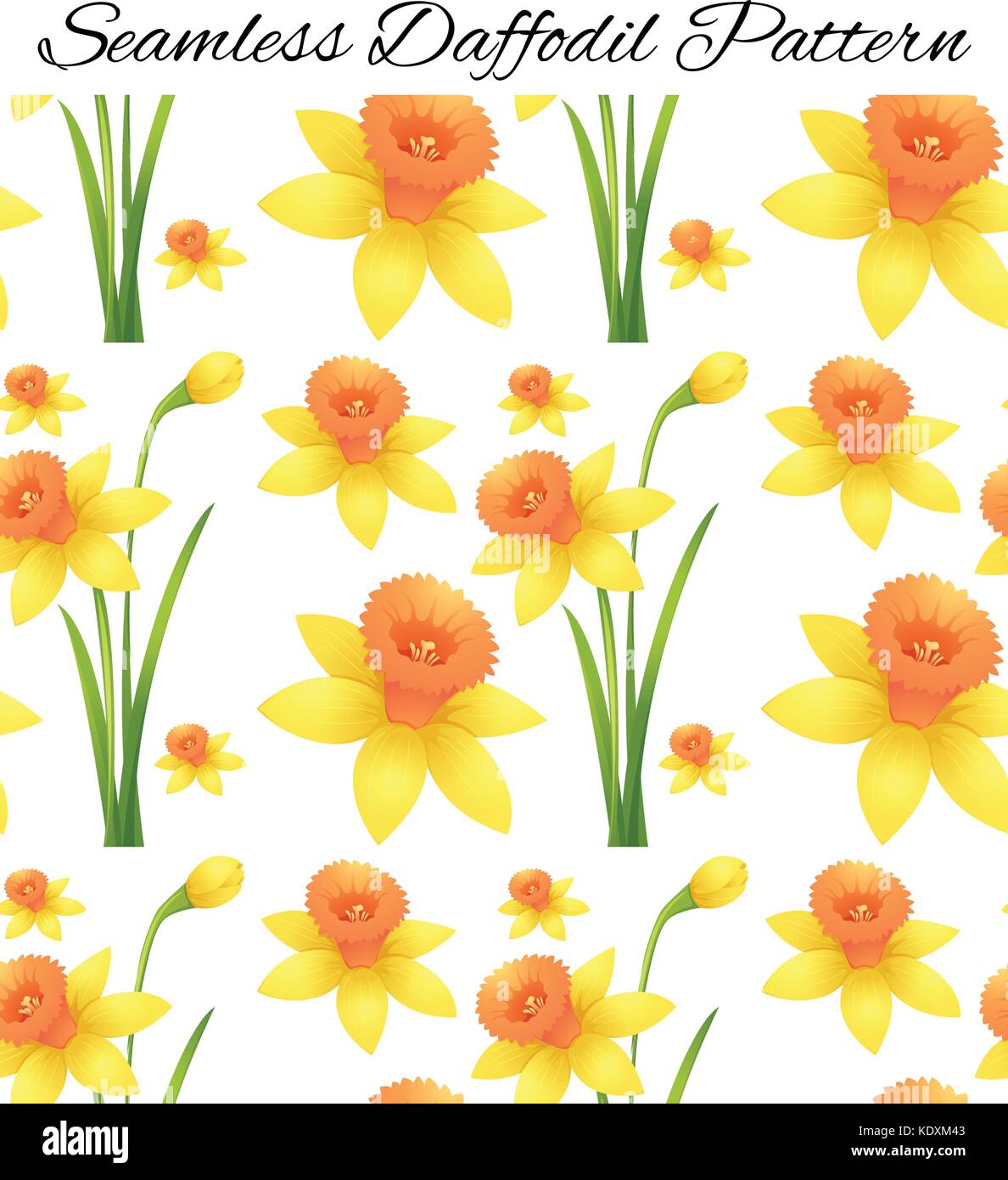 Seamless design with yellow daffodil flowers illustration Stock Vector ...