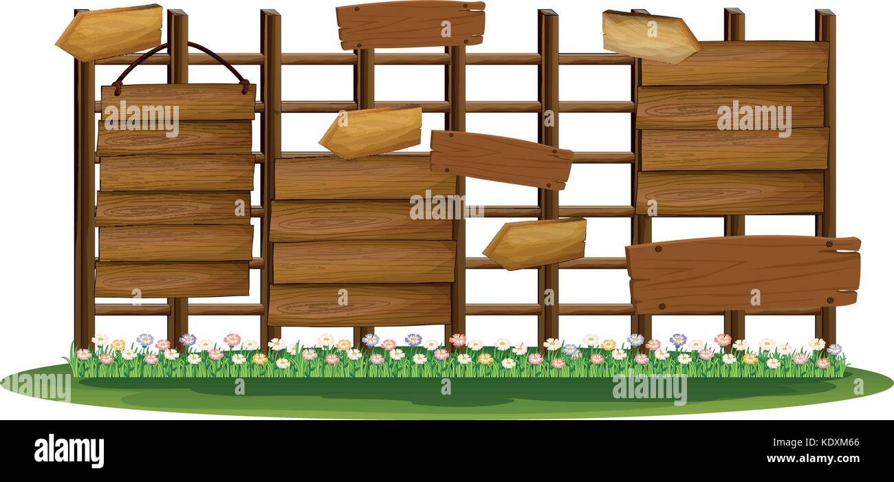 Wooden signs in the garden illustration Stock Vector Image & Art - Alamy