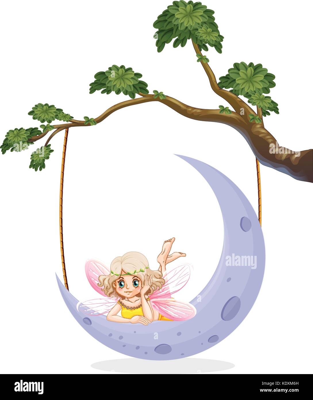 Cute fairy on the moon illustration Stock Vector Image & Art - Alamy