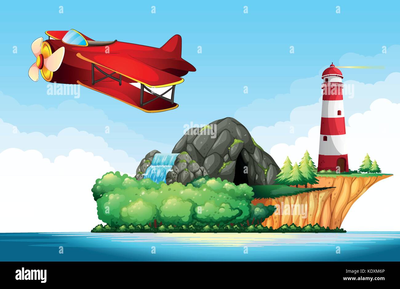 Jet plane flying over the ocean illustration Stock Vector Image & Art ...