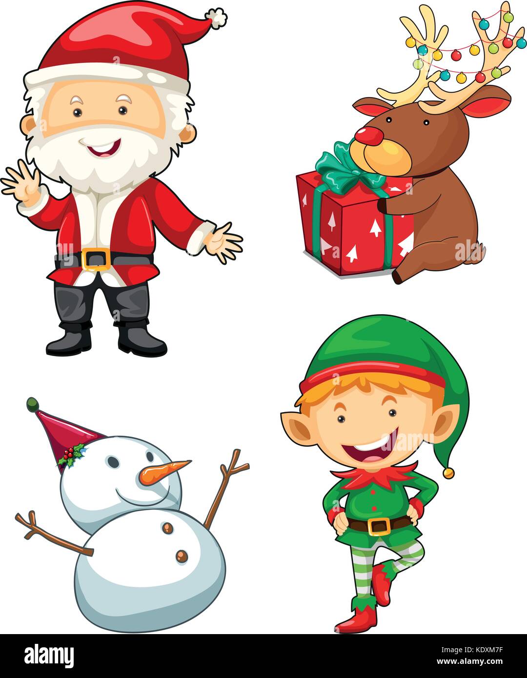 Christmas characters set on white background illustration Stock Vector ...