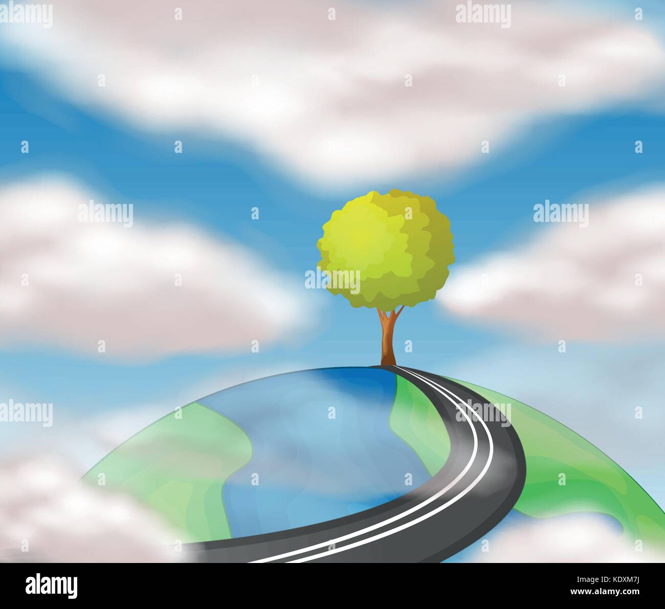 Scene with road and tree on earth illustration Stock Vector Image & Art ...