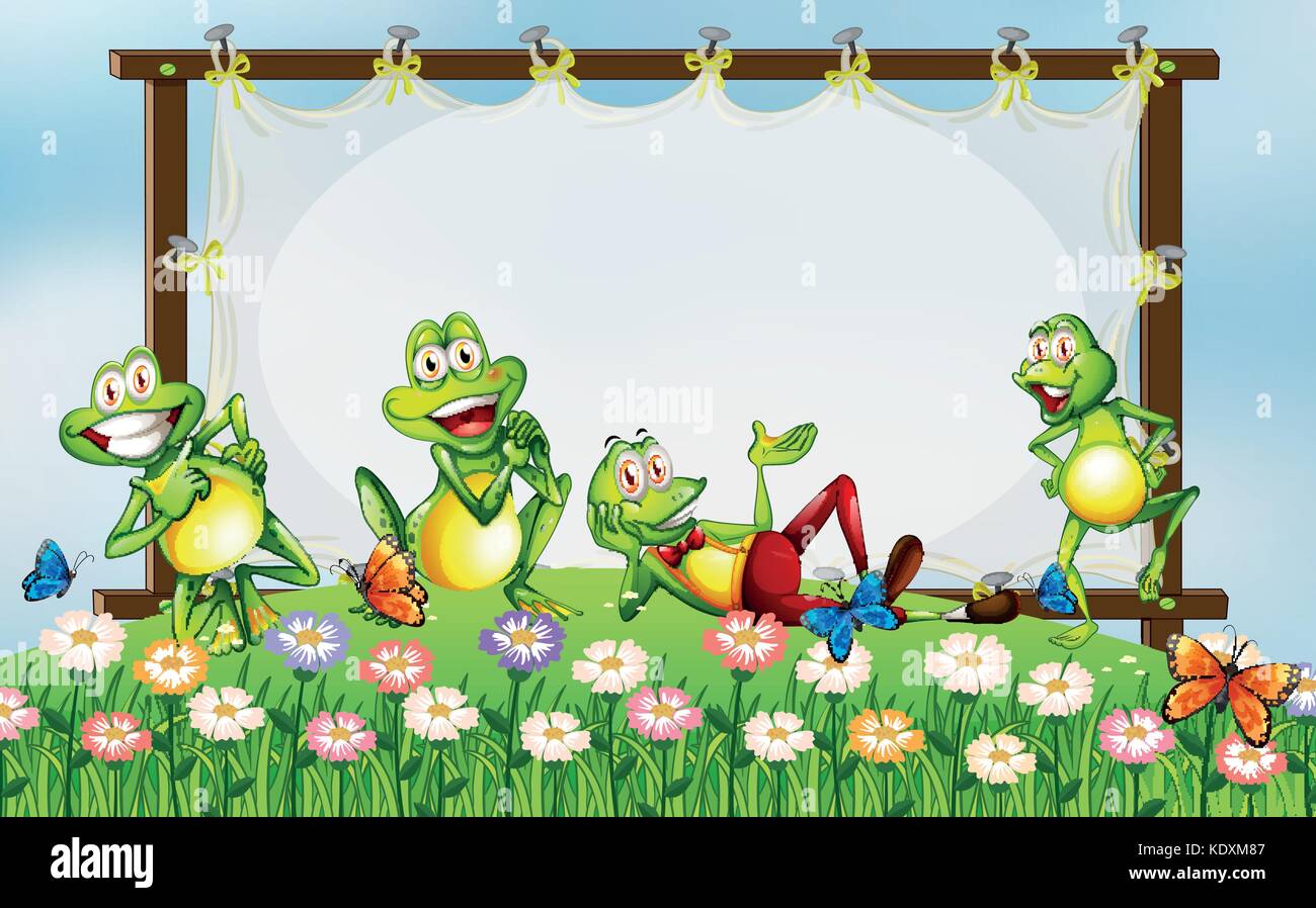 Frame design green frogs Stock Vector Images - Alamy