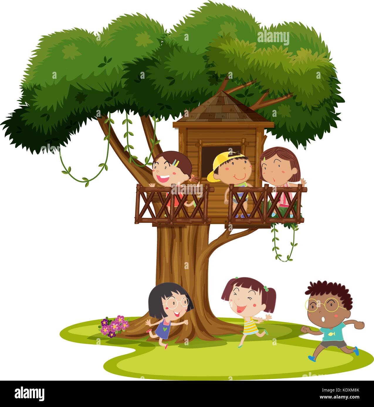 Child happy treehouse Stock Vector Images - Alamy