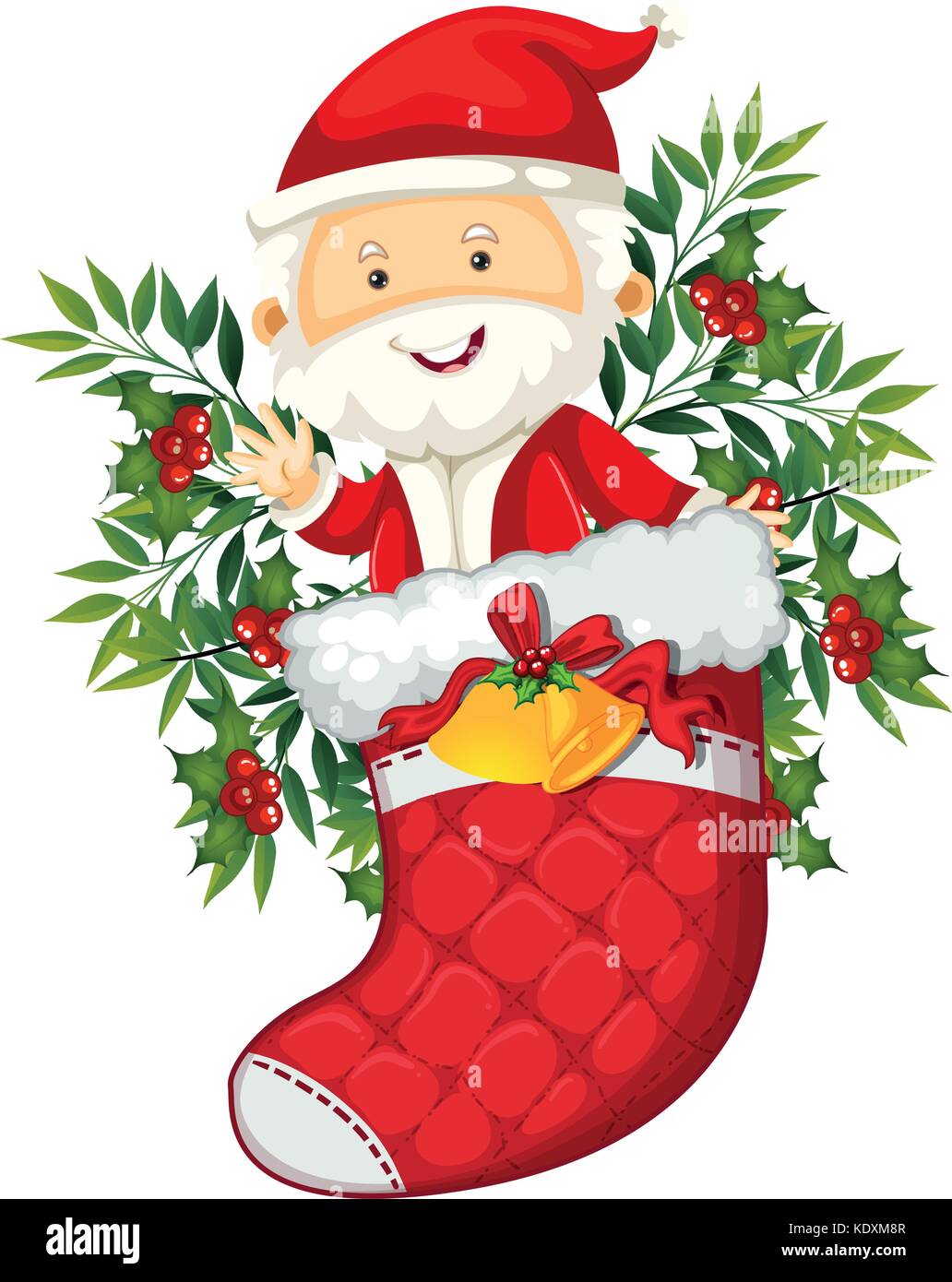 Santa in red sock illustration Stock Vector Image & Art - Alamy