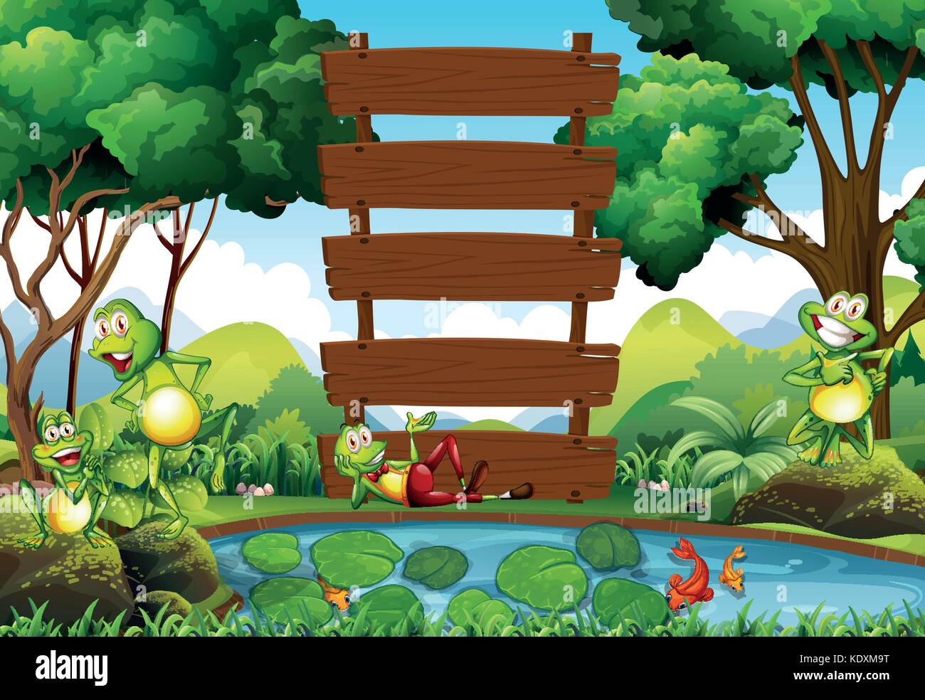 Wooden sign in the jungle illustration Stock Vector Image & Art - Alamy