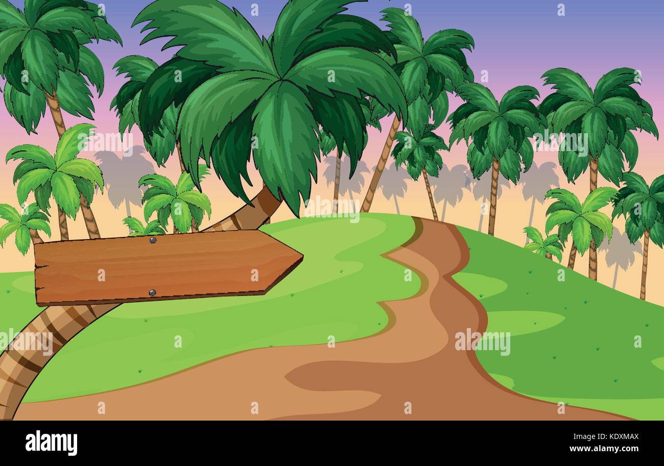 Park with wooden sign on tree illustration Stock Vector Image & Art - Alamy