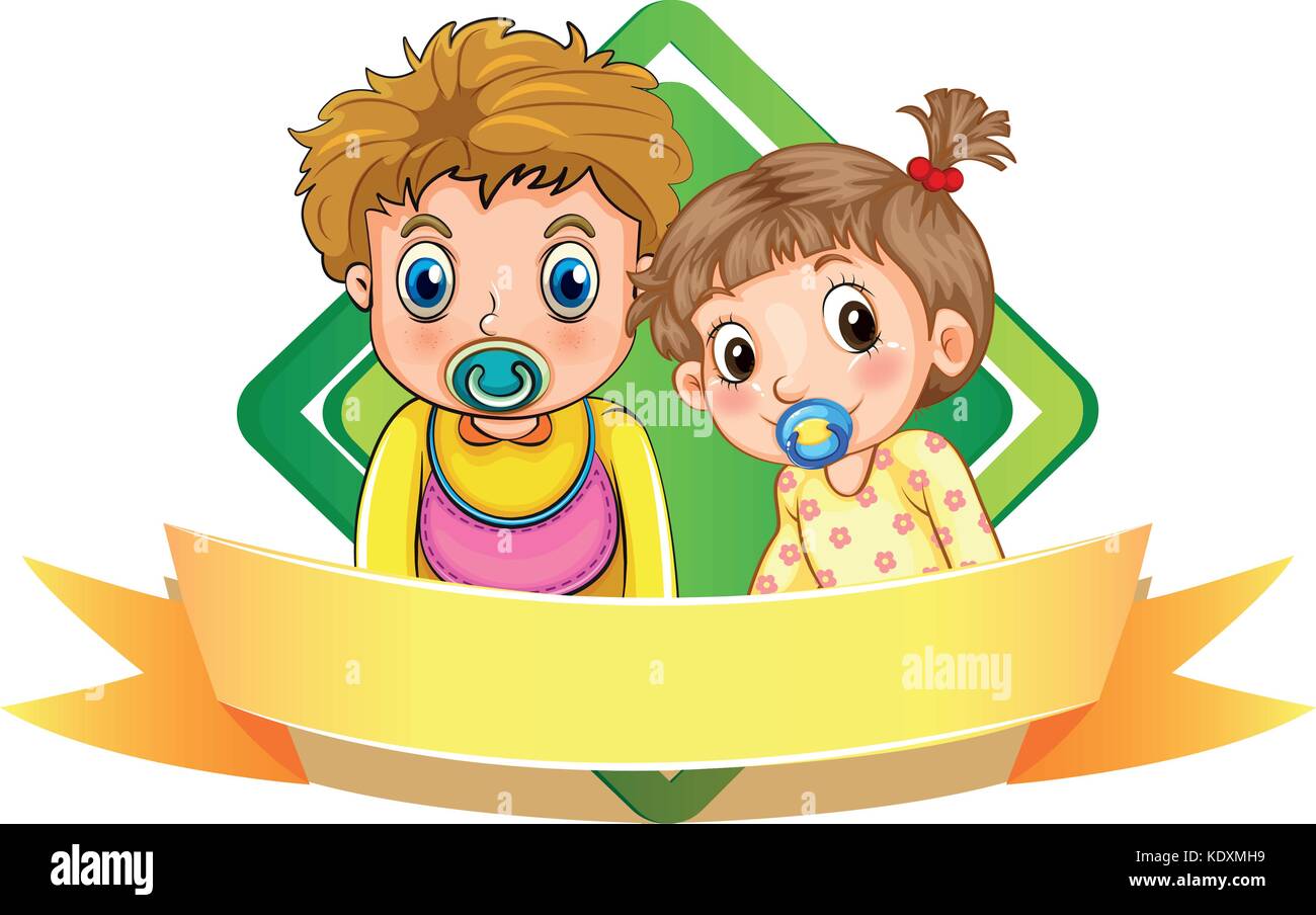 Label design wtih two babies illustration Stock Vector Image & Art - Alamy