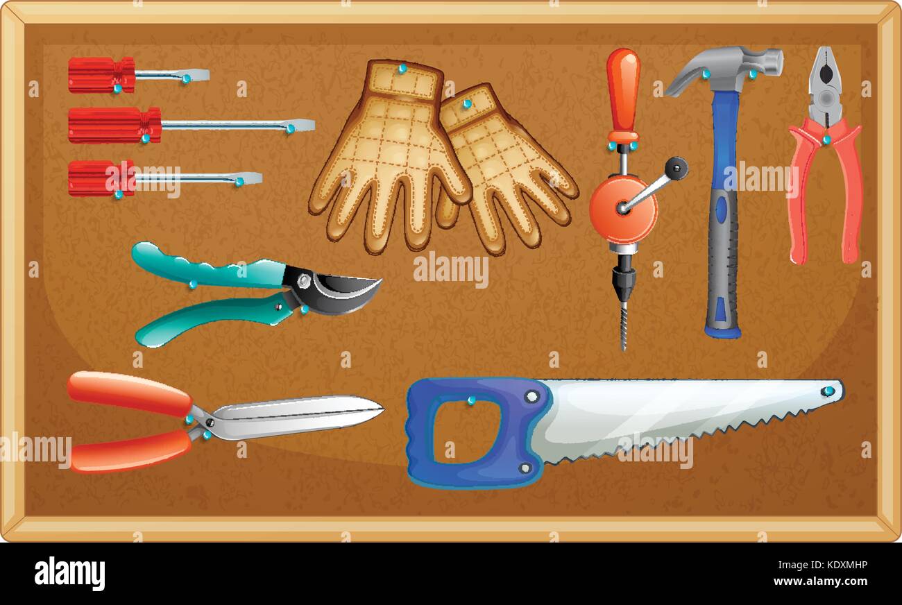 Different types of tools on board illustration Stock Vector Image & Art ...