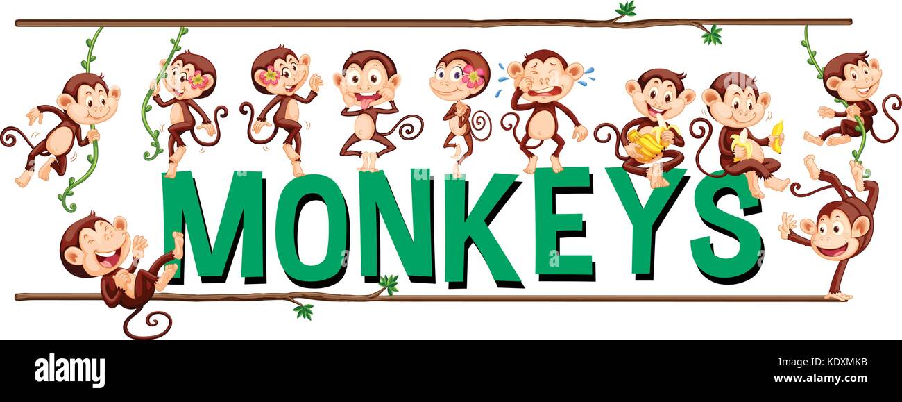Font design for word monkeys illustration Stock Vector Image & Art - Alamy