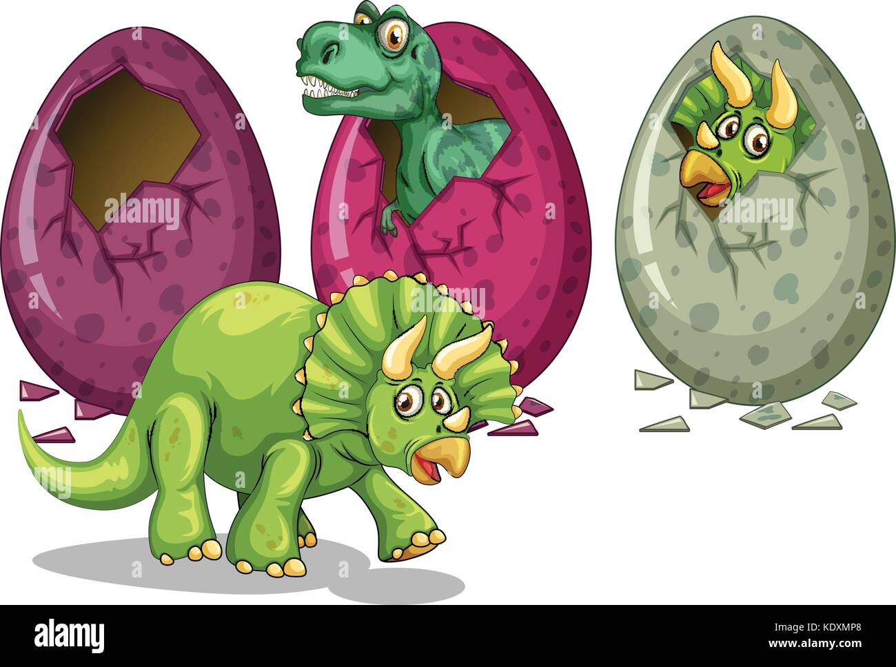 Three types of dinosaurs hatching eggs illustration Stock Vector Image ...