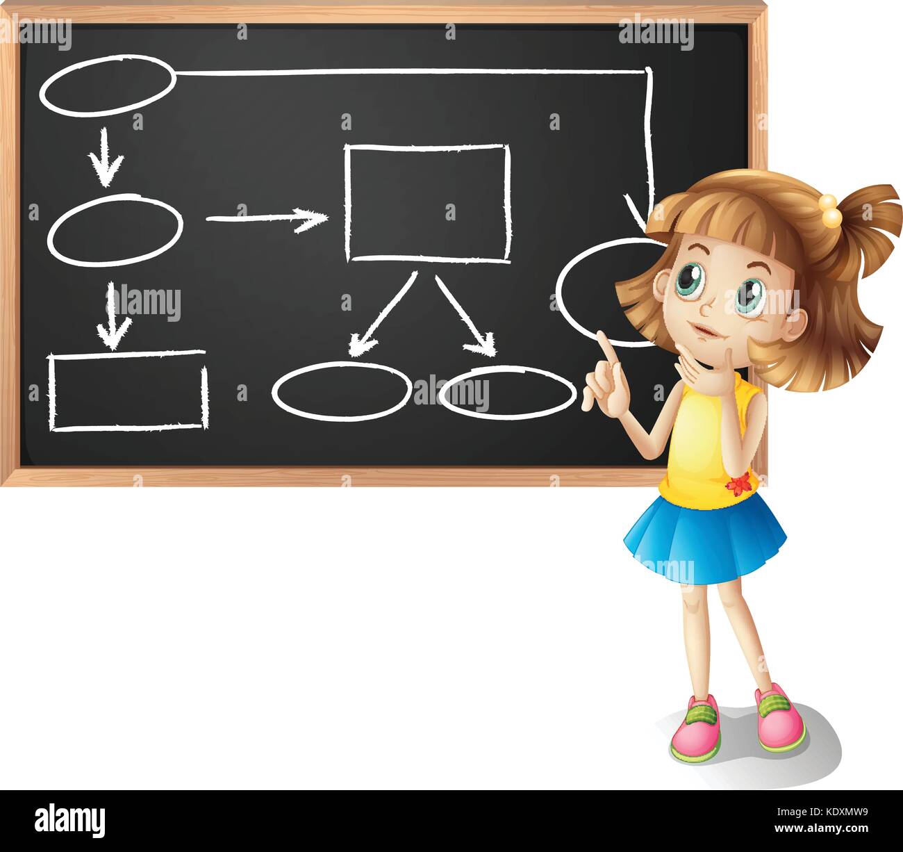 Girl and diagram showing flowchart on board illustration Stock Vector ...