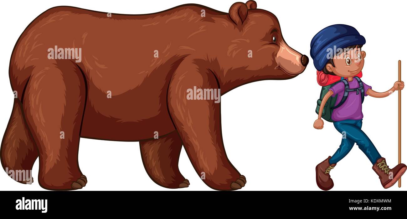 Grizzly bear illustration with man hi-res stock photography and images ...