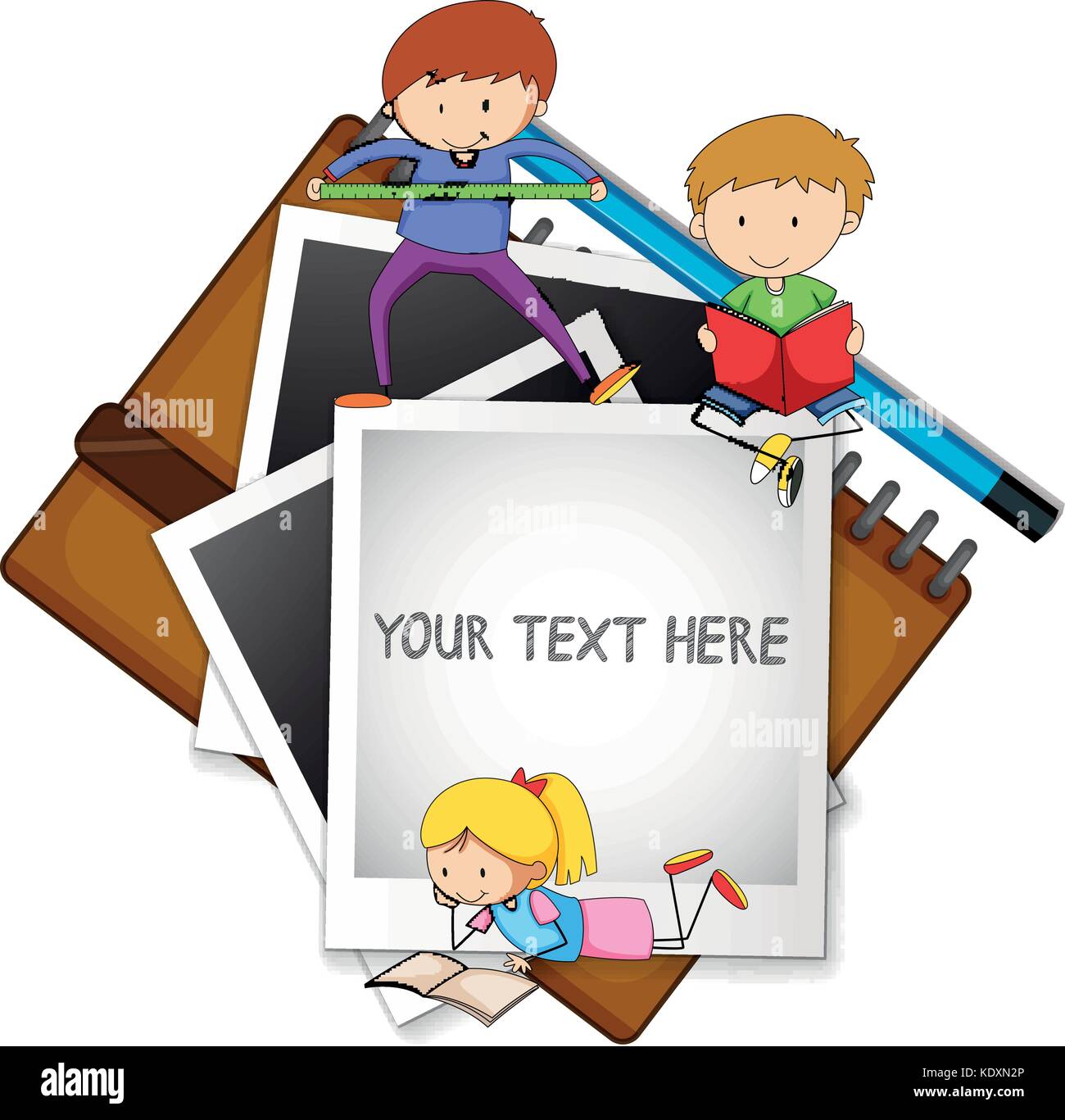Photo Frame Template For Kids Frame Template With Happy Kids On Paper