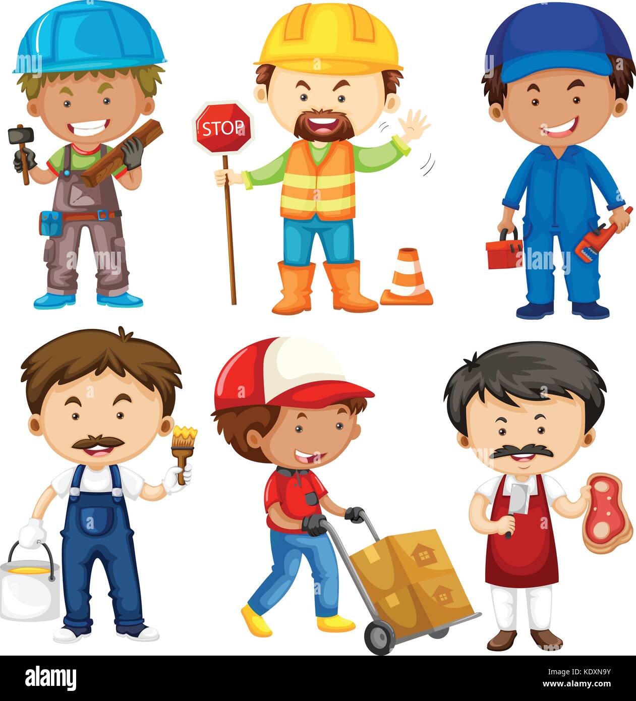 People doing different jobs on white illustration Stock Vector Image ...