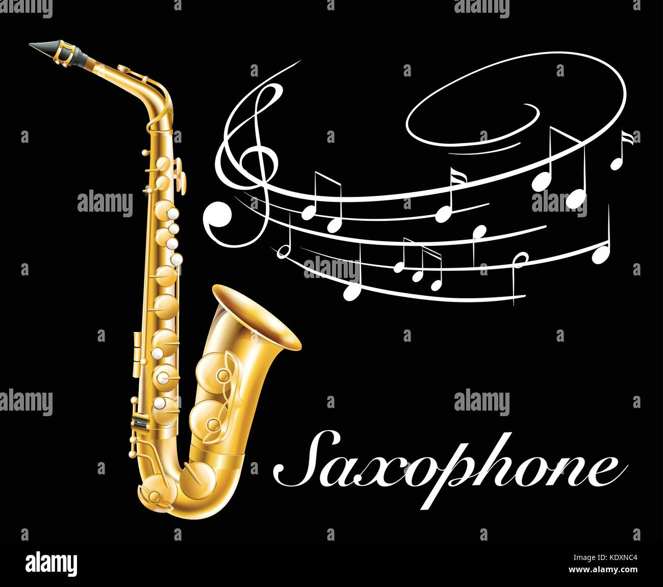 Poster design with saxophone and music notes illustration Stock Vector ...