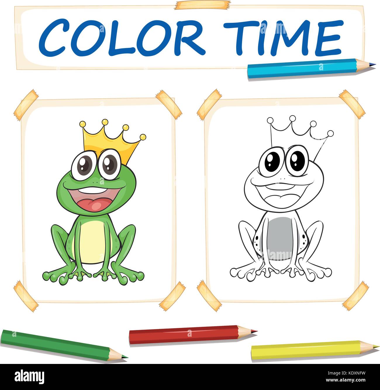 Coloring template with frog prince illustration Stock Vector Image ...