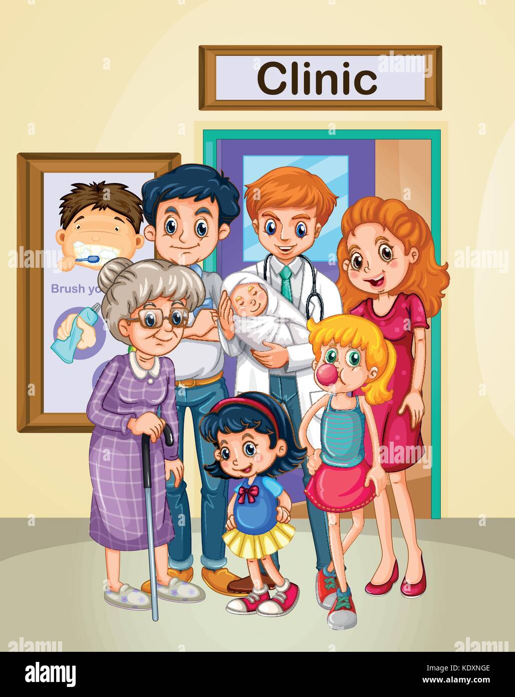 Doctor and patients at clinic illustration Stock Vector Image & Art - Alamy