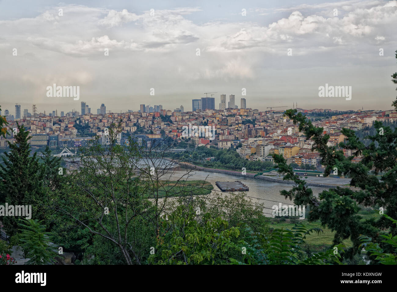 Istanbul, Turkey skyline from Pier Loti hill daylight view with clouds ...