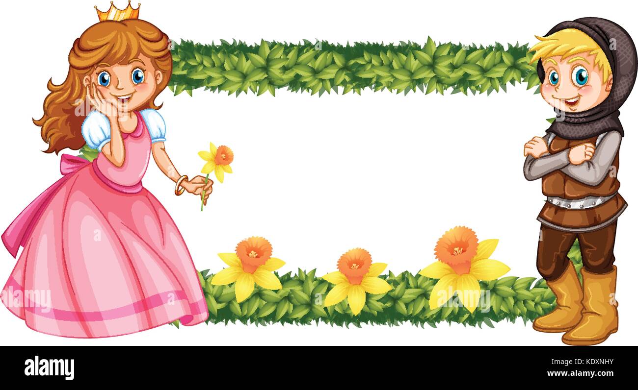 Frame design with fairytales characters illustration Stock Vector Image ...