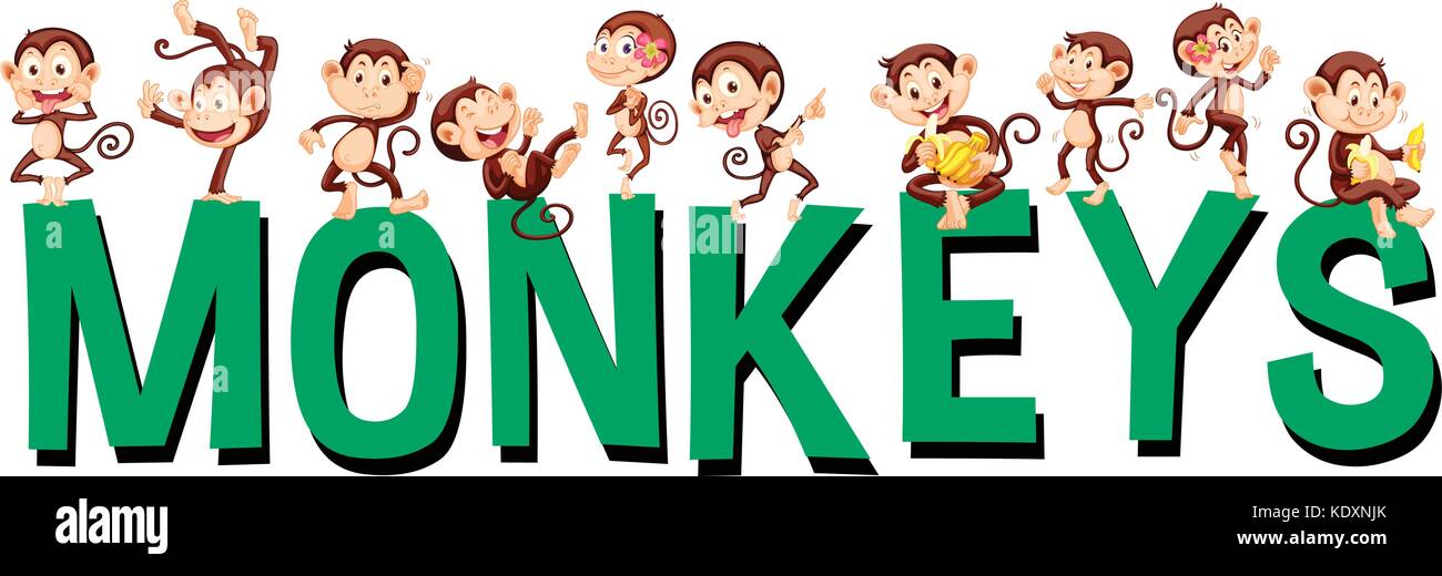 Font design with word monkeys illustration Stock Vector Image & Art - Alamy