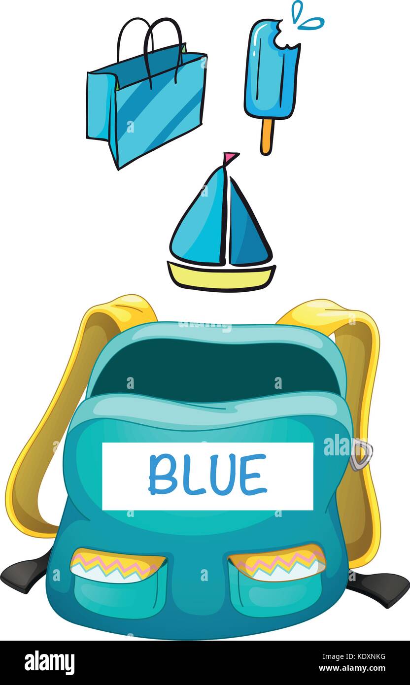 Different objects in blue color illustration Stock Vector Image & Art ...