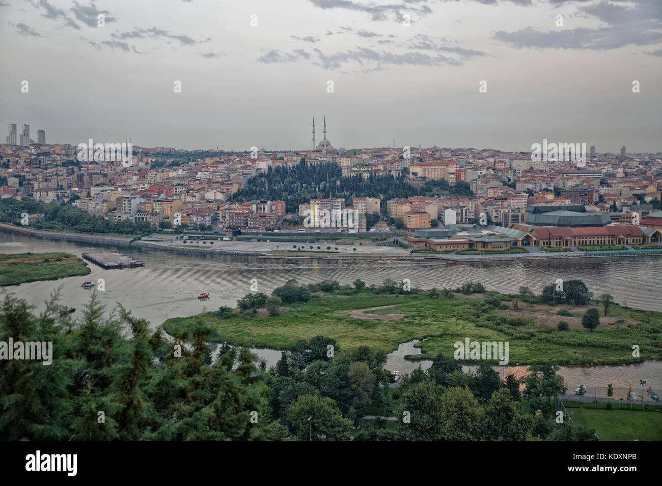 Istanbul, Turkey skyline from Pier Loti hill daylight view with clouds ...