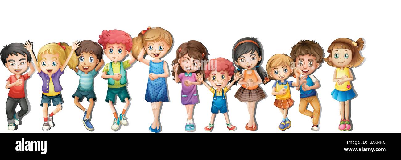 Many children with happy face illustration Stock Vector Image & Art - Alamy