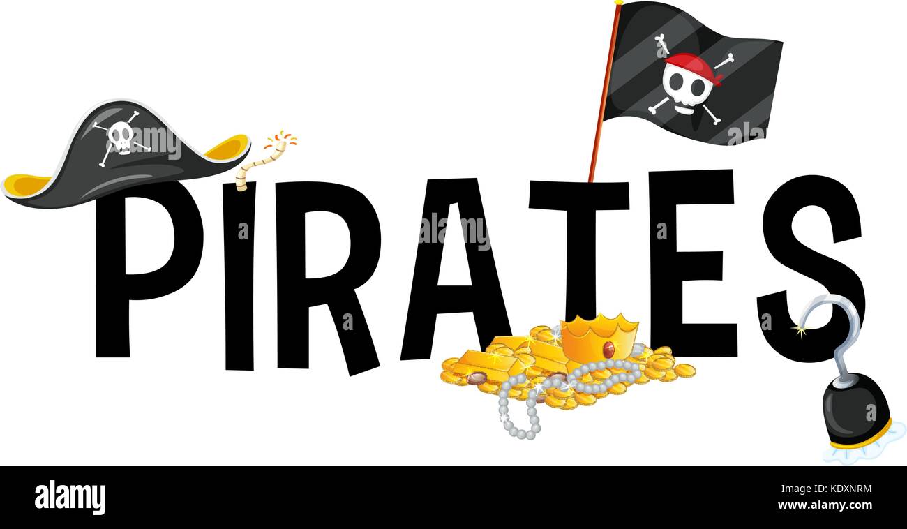 Font design with word pirates illustration Stock Vector Image & Art - Alamy
