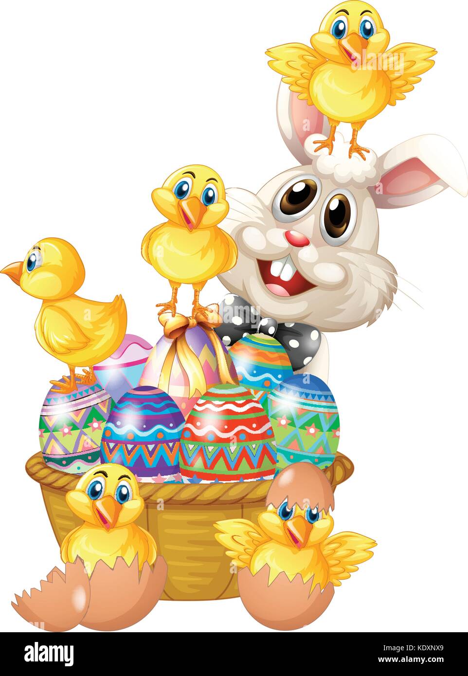 Bunny rabbit and little chicks illustration Stock Vector Image & Art ...