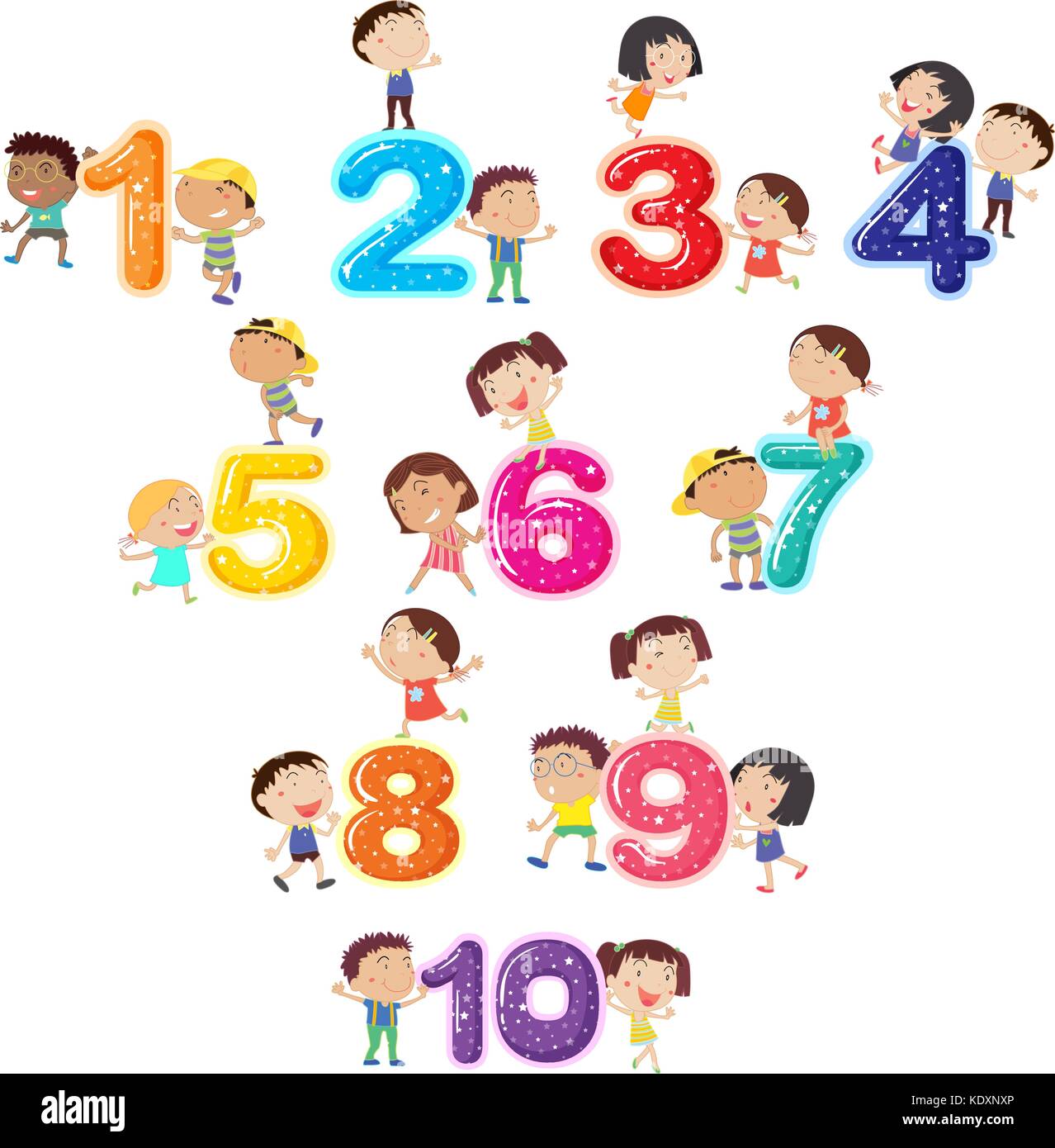 Happy children and numbers illustration Stock Vector Image & Art - Alamy