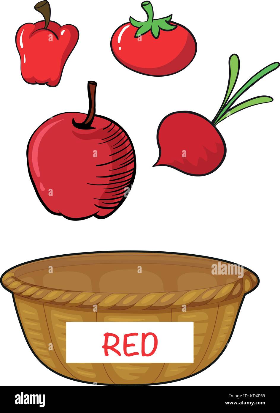 Red vegetables in red basket illustration Stock Vector Image & Art - Alamy