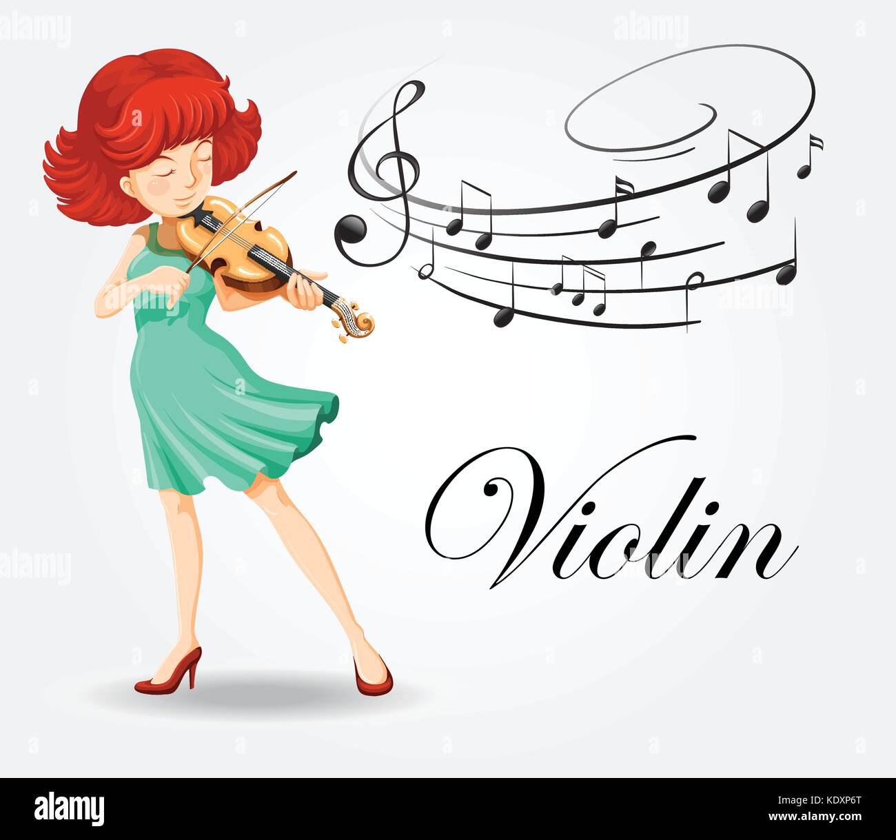 Woman playing violin with music notes illustration Stock Vector Image ...