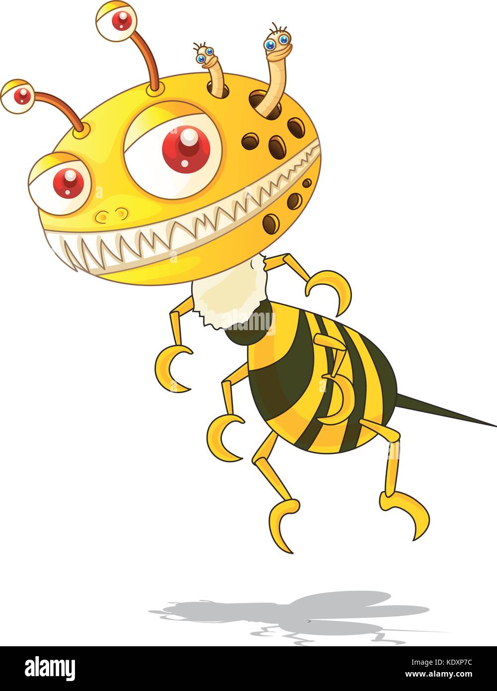 Flying monster with yellow and black striped illustration Stock Vector ...