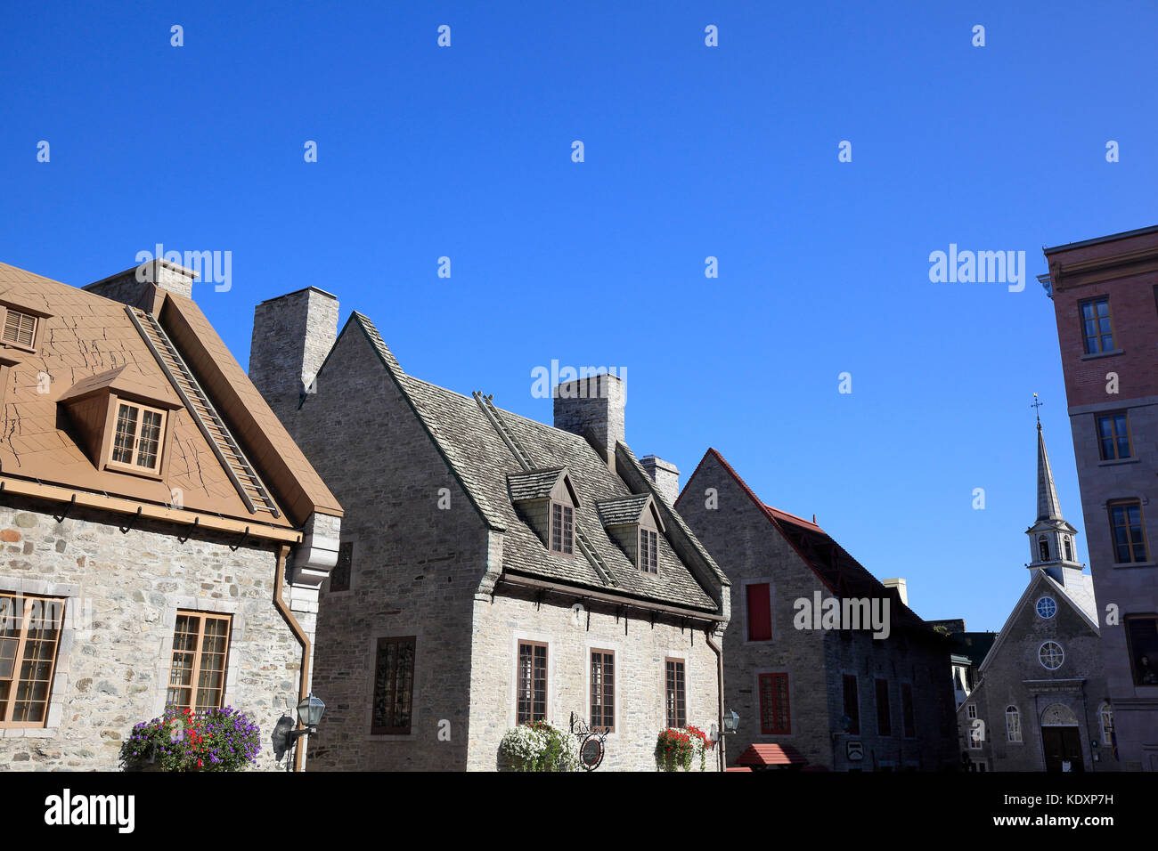 Old stone buildings in place royale in old quebec hi-res stock ...