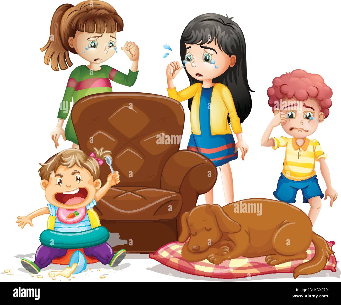 Boy in room sad Stock Vector Images - Alamy