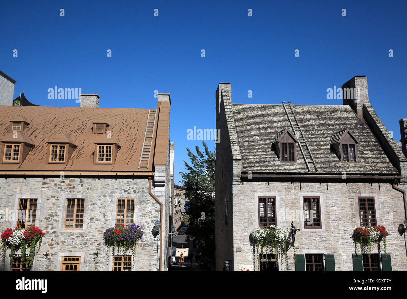 Old stone buildings in place royale in old quebec hi-res stock ...