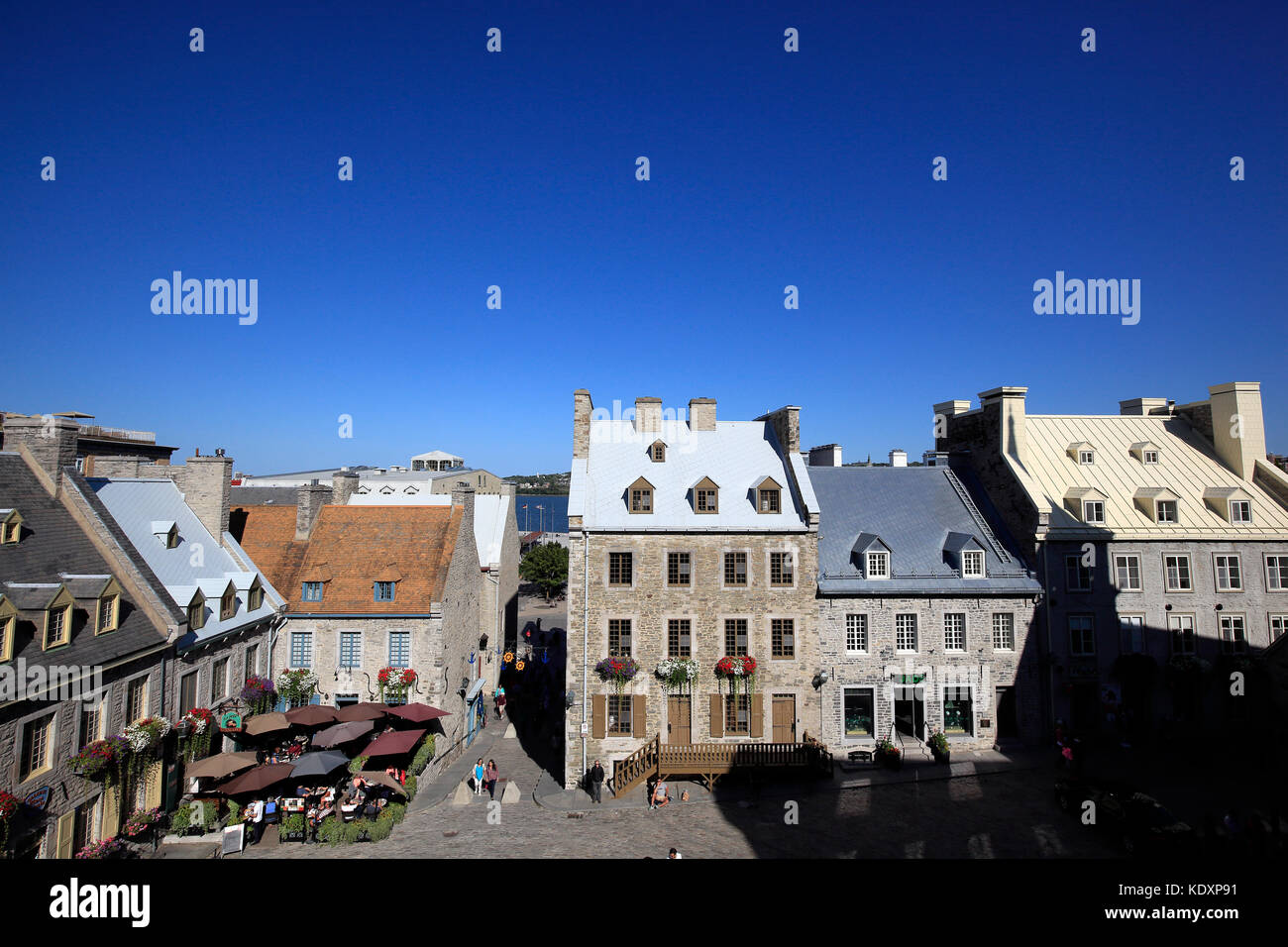 Old stone buildings in place royale in old quebec hi-res stock ...
