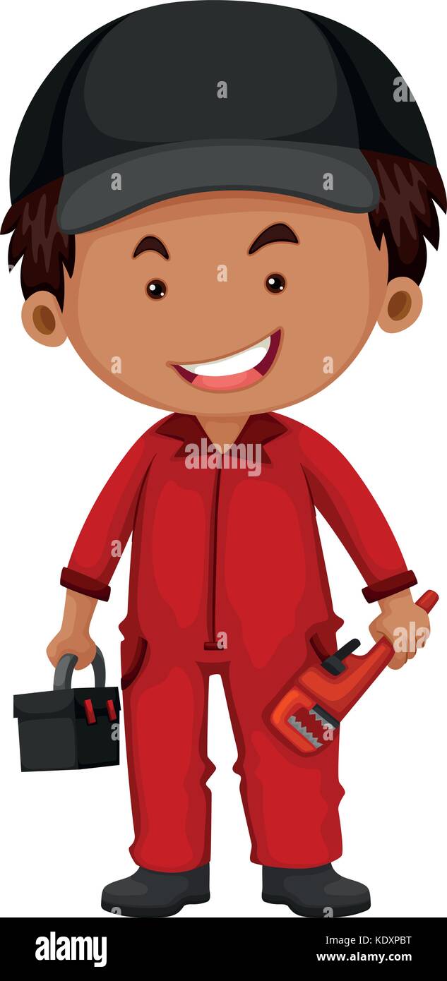 Plumber in red uniform illustration Stock Vector Image & Art - Alamy