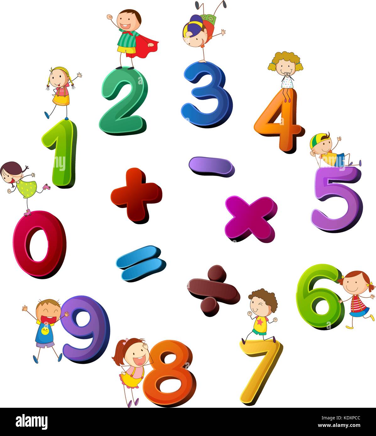 Numbers and happy kids illustration Stock Vector Image & Art - Alamy